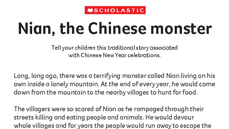 Nian: The Chinese Monster Story for Kids 1057523 - Studocu