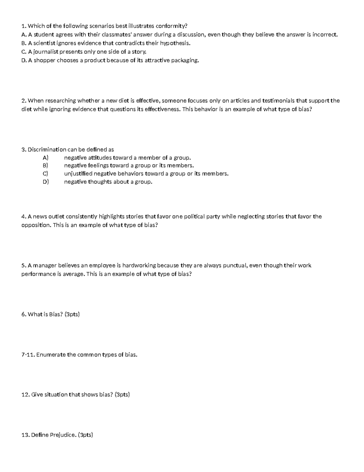 PSY 201: Understanding Bias and Prejudice - Key Concepts and Examples ...