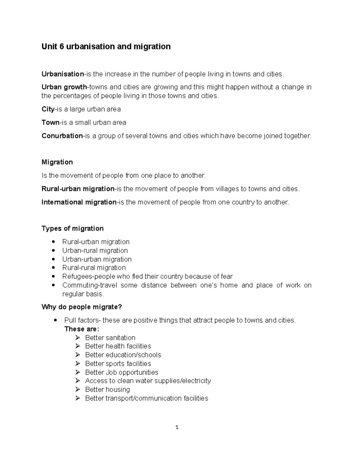 Unit 6: Urbanisation and Migration - Understanding Urban Growth and ...