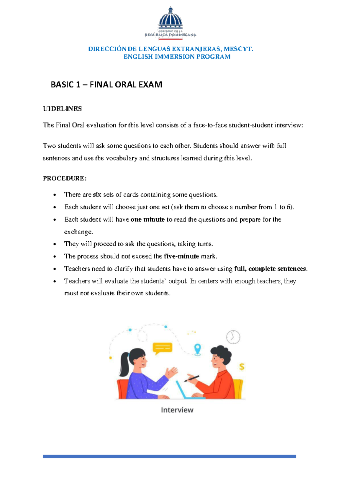 Basic 1 - Final Oral Exam Guidelines 2024 LL - Studocu