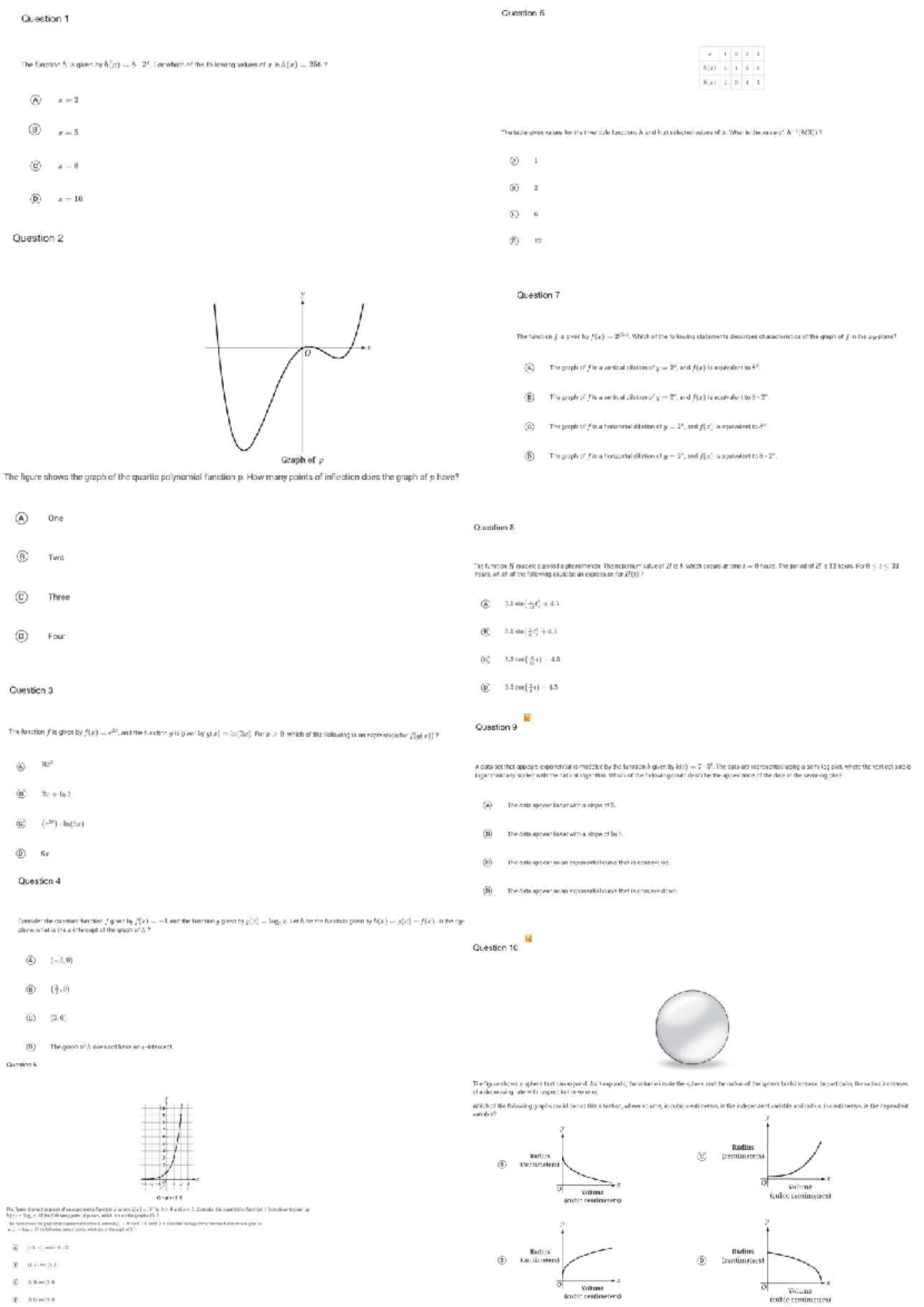 AP Precalculus Practice Exam 3: Functions, Graphs, and Models - Studocu