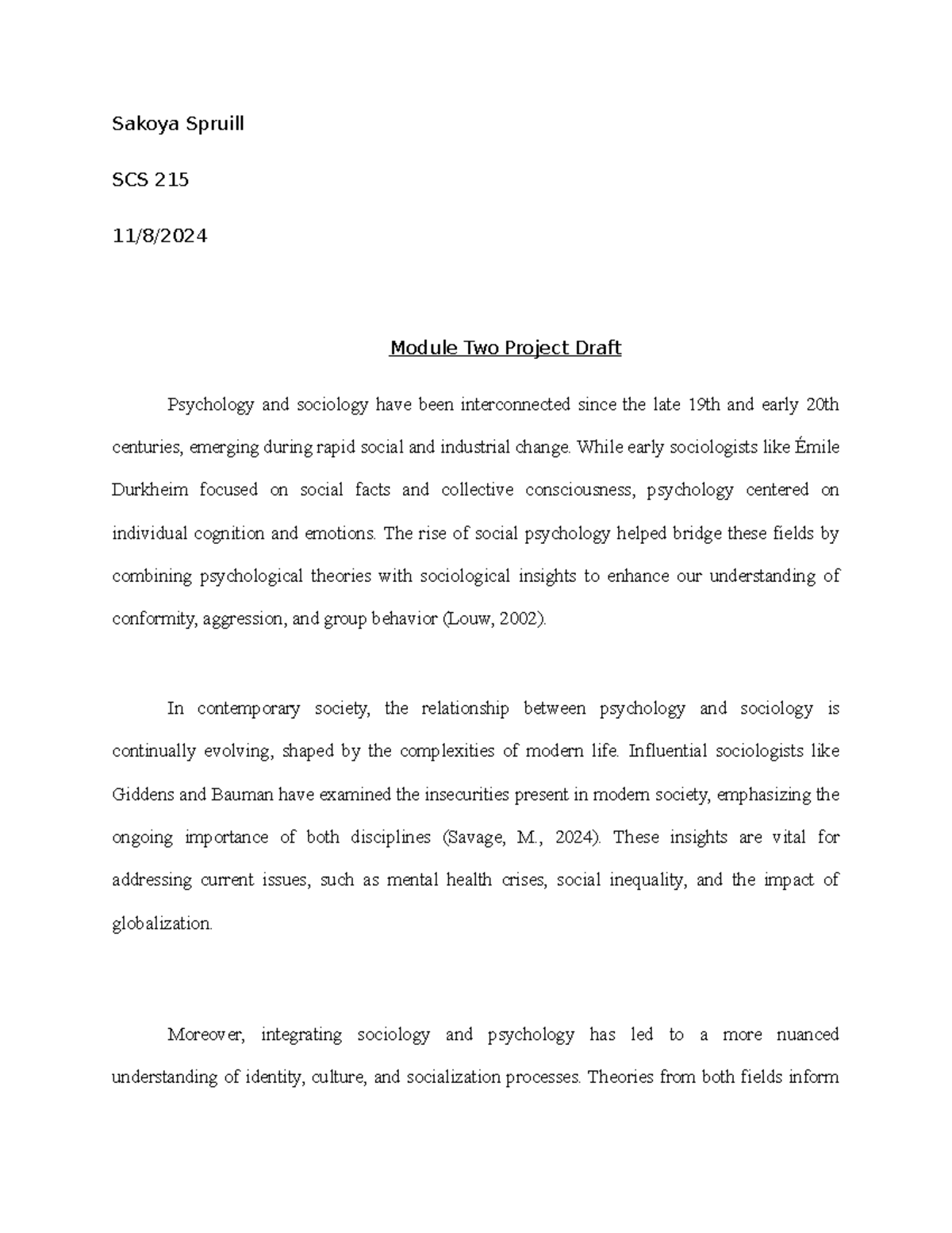 Scs 215 project draft - AAA - Sakoya Spruill SCS 215 11/8/ Module Two ...