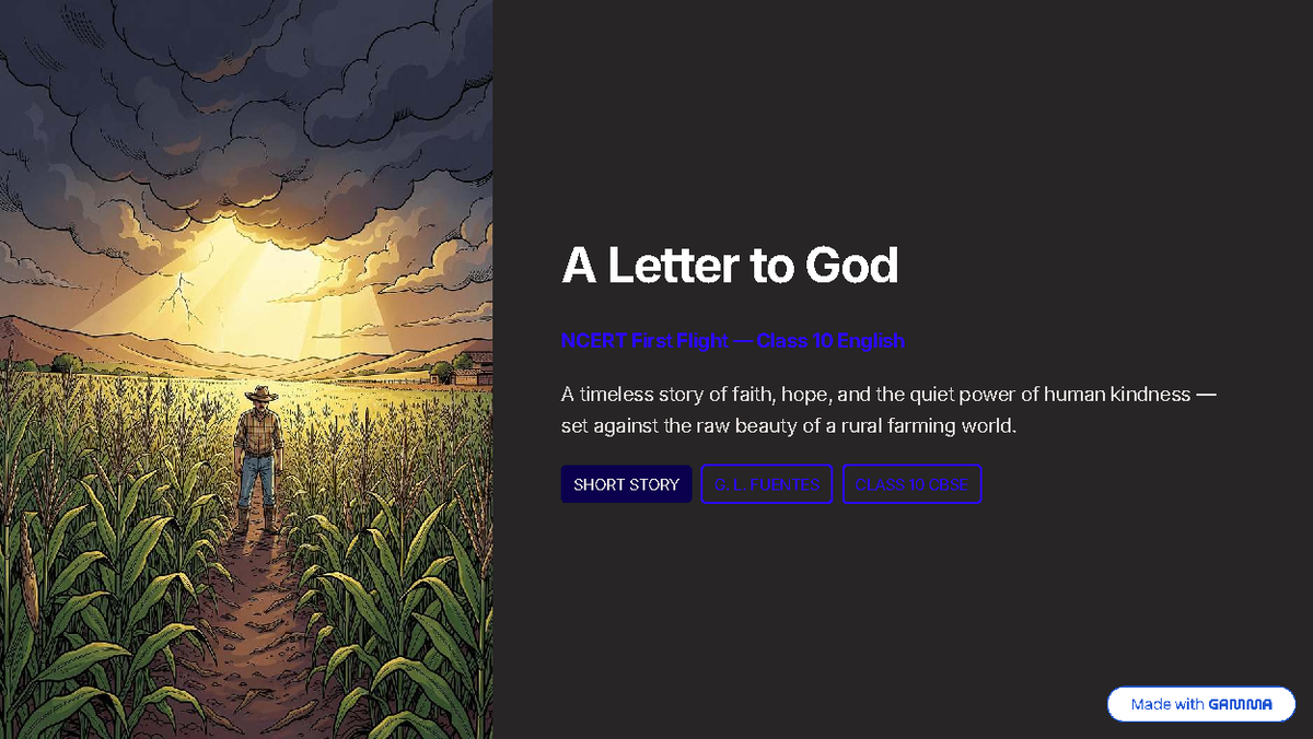 A Letter to God - Class 10 English Short Story Analysis - Studocu