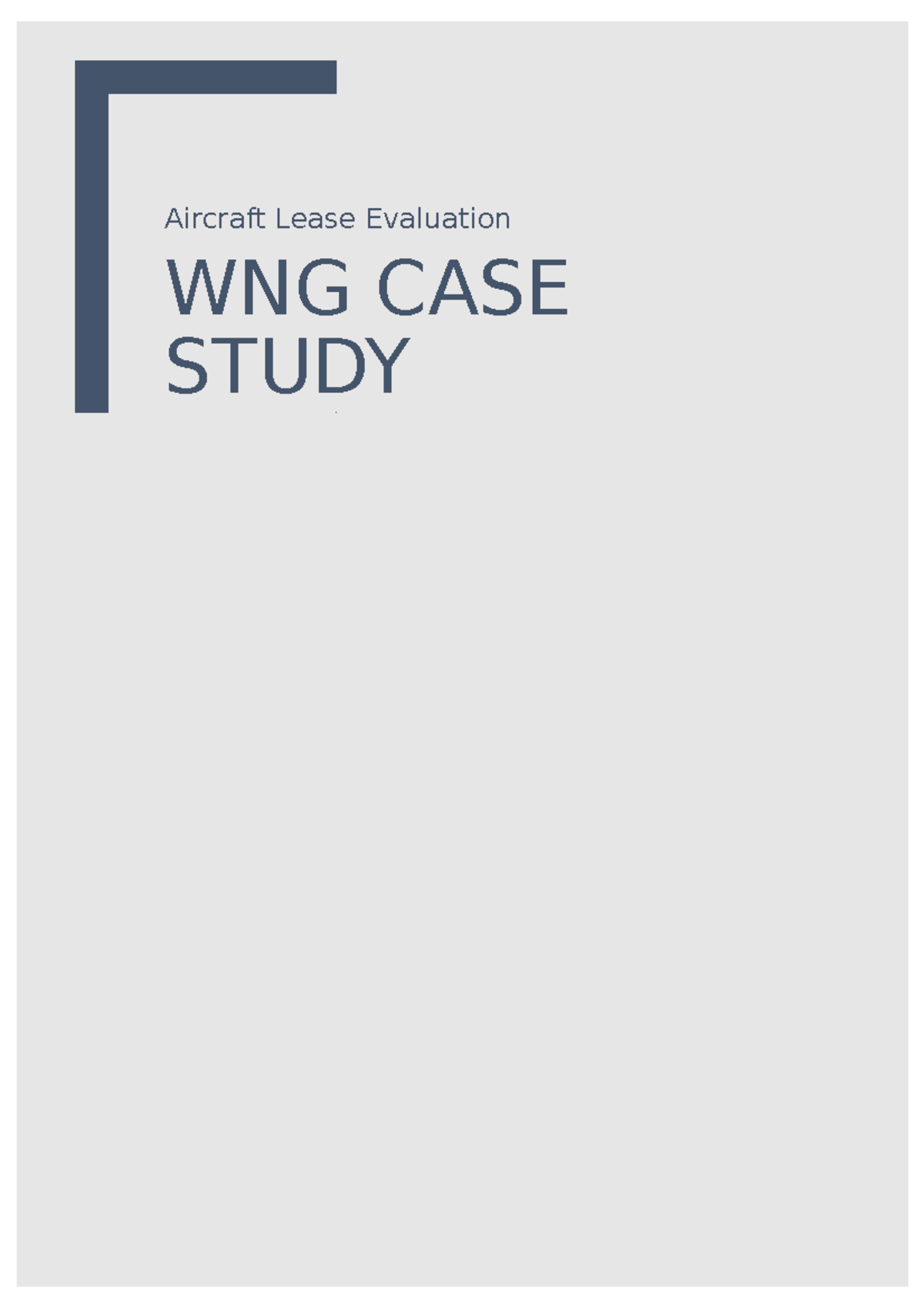 Aircraft Lease Evaluation WNG - Aircraft Lease Evaluation WNG CASE ...