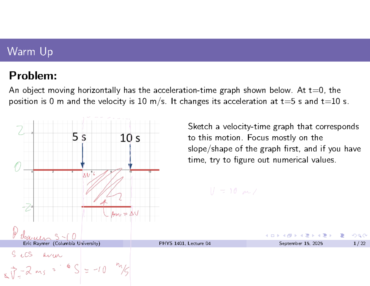 PHYS 1401 Lecture 04: Analyzing Motion with Constant Acceleration - Studocu