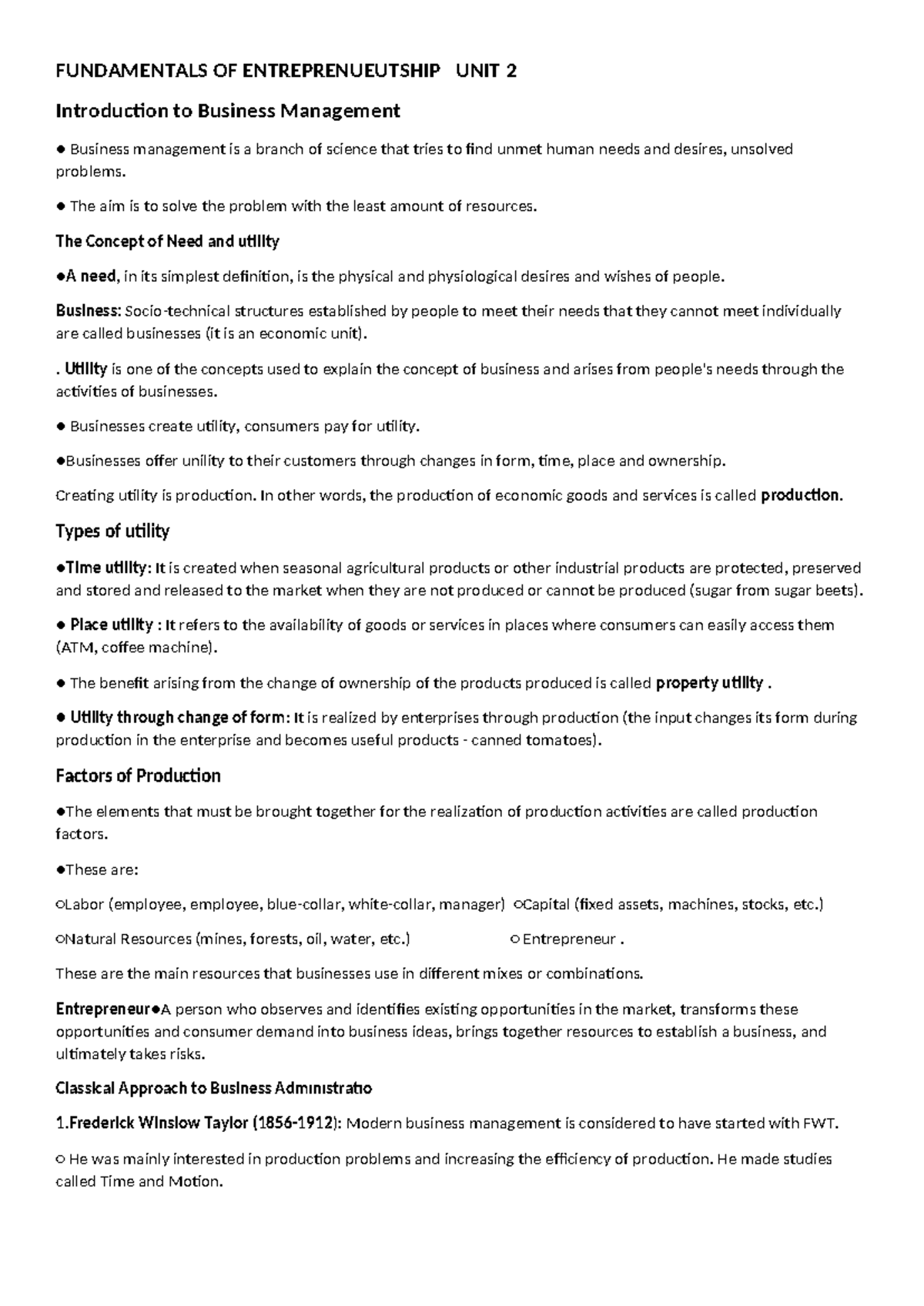 FOE unıt 1 2 3 4 5 6 - lecture notes. - FUNDAMENTALS OF ...