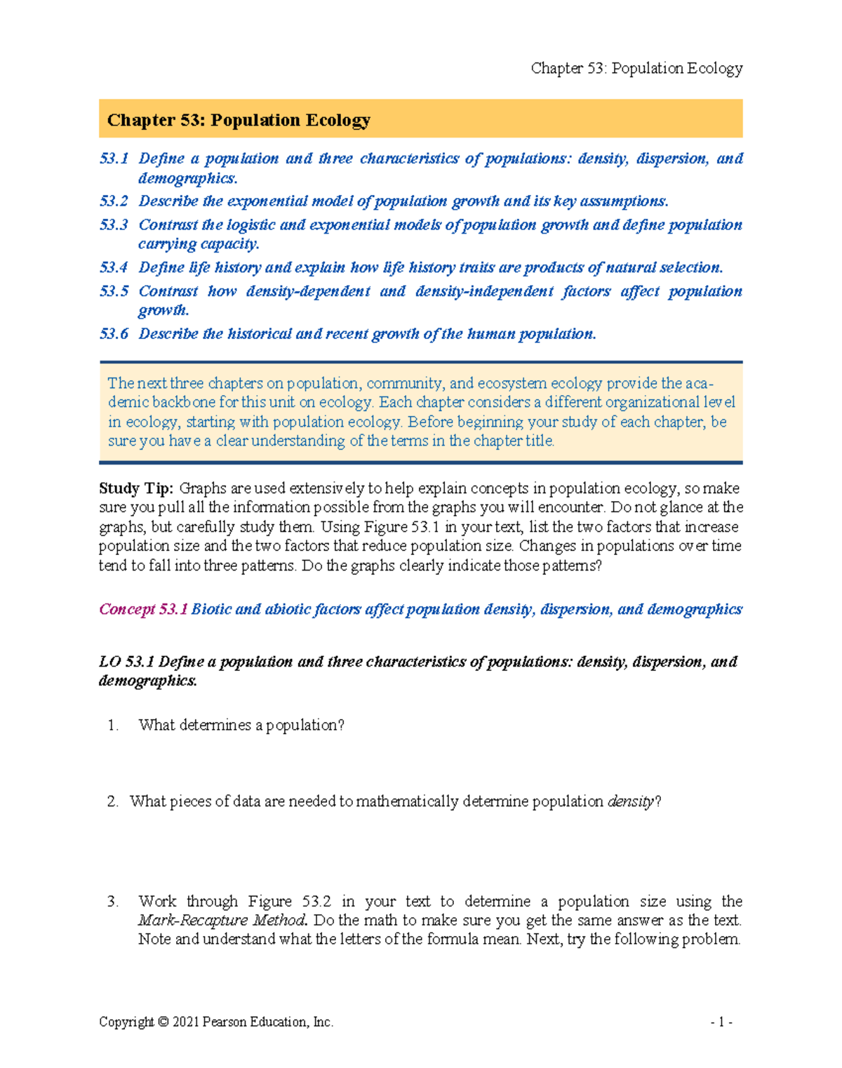 AP Bio Lecture: Chapter 53 - Population Ecology Study Guide - Studocu