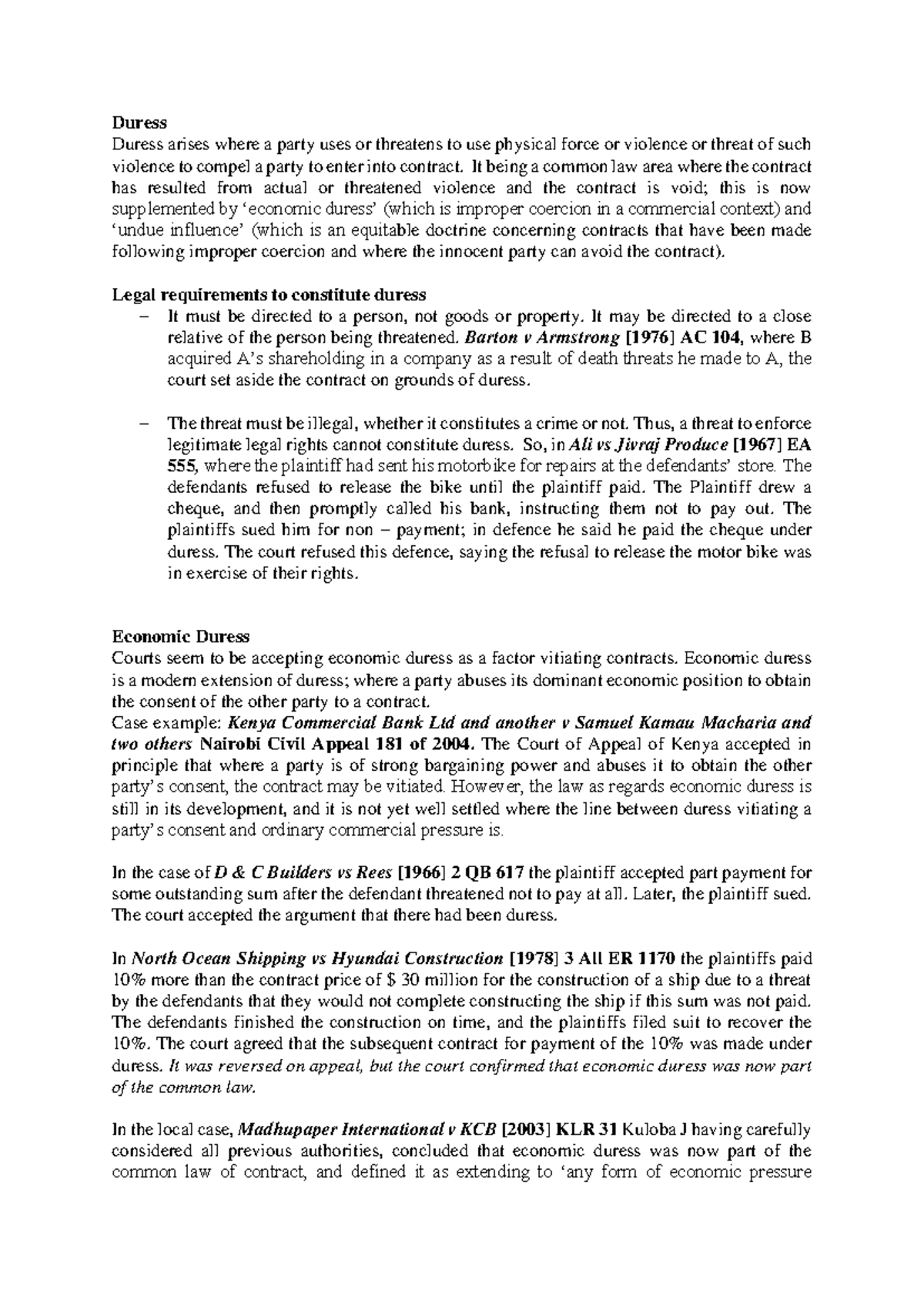 Duress and Undue Influence in Contract Law: Key Cases and Principles ...