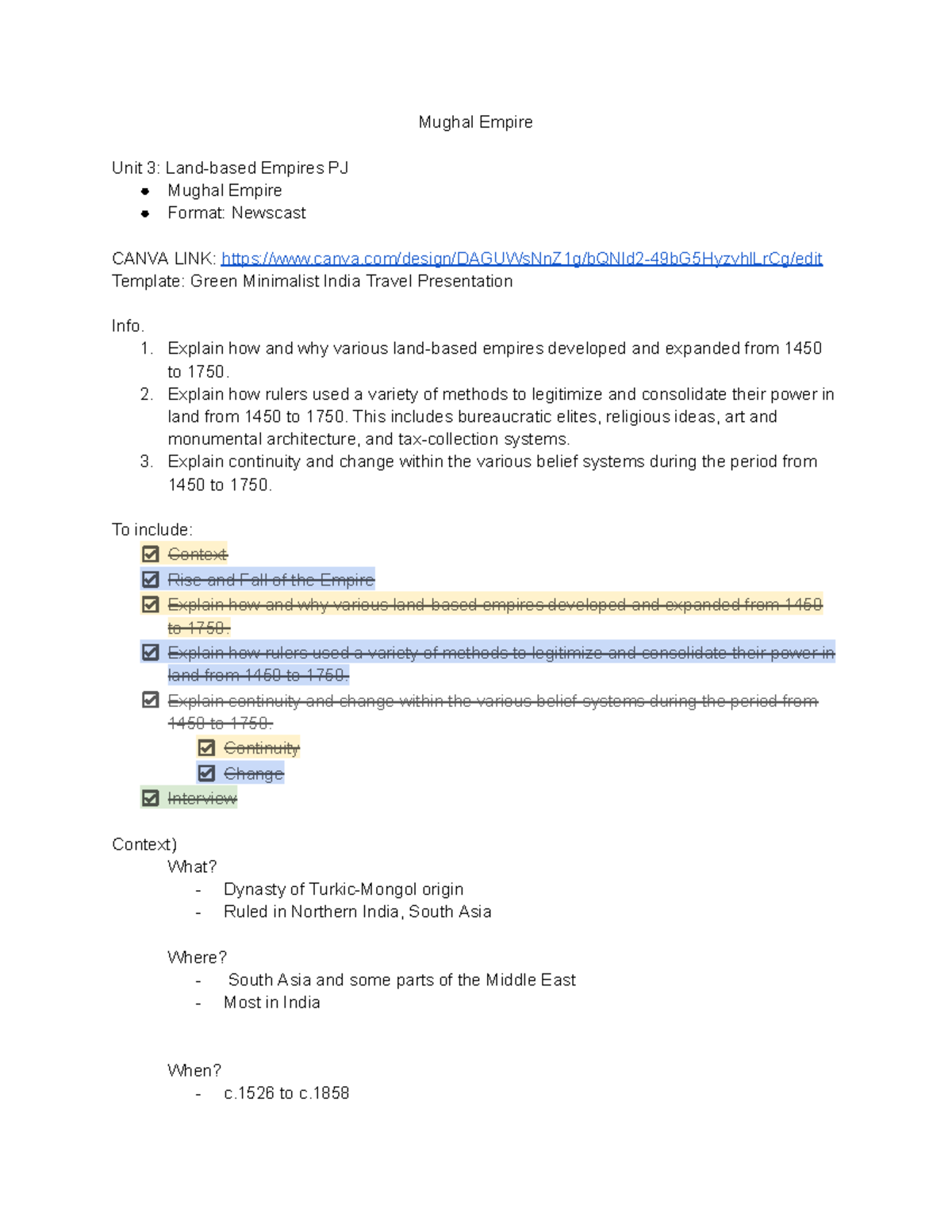 Mughal Empire Research Document - Sua Lee, Maria Hong Unit 3 AP WH PJ ...