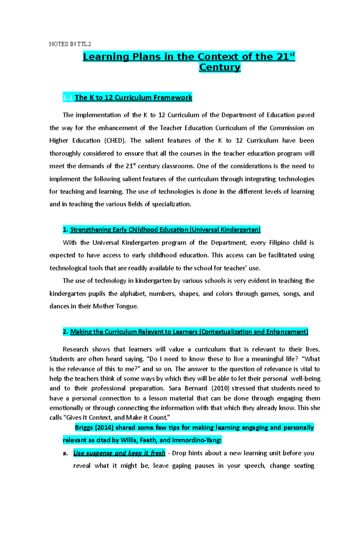 Eng-Ed-321-Unit-I Learning Plans in the Context of the 21st Century ...