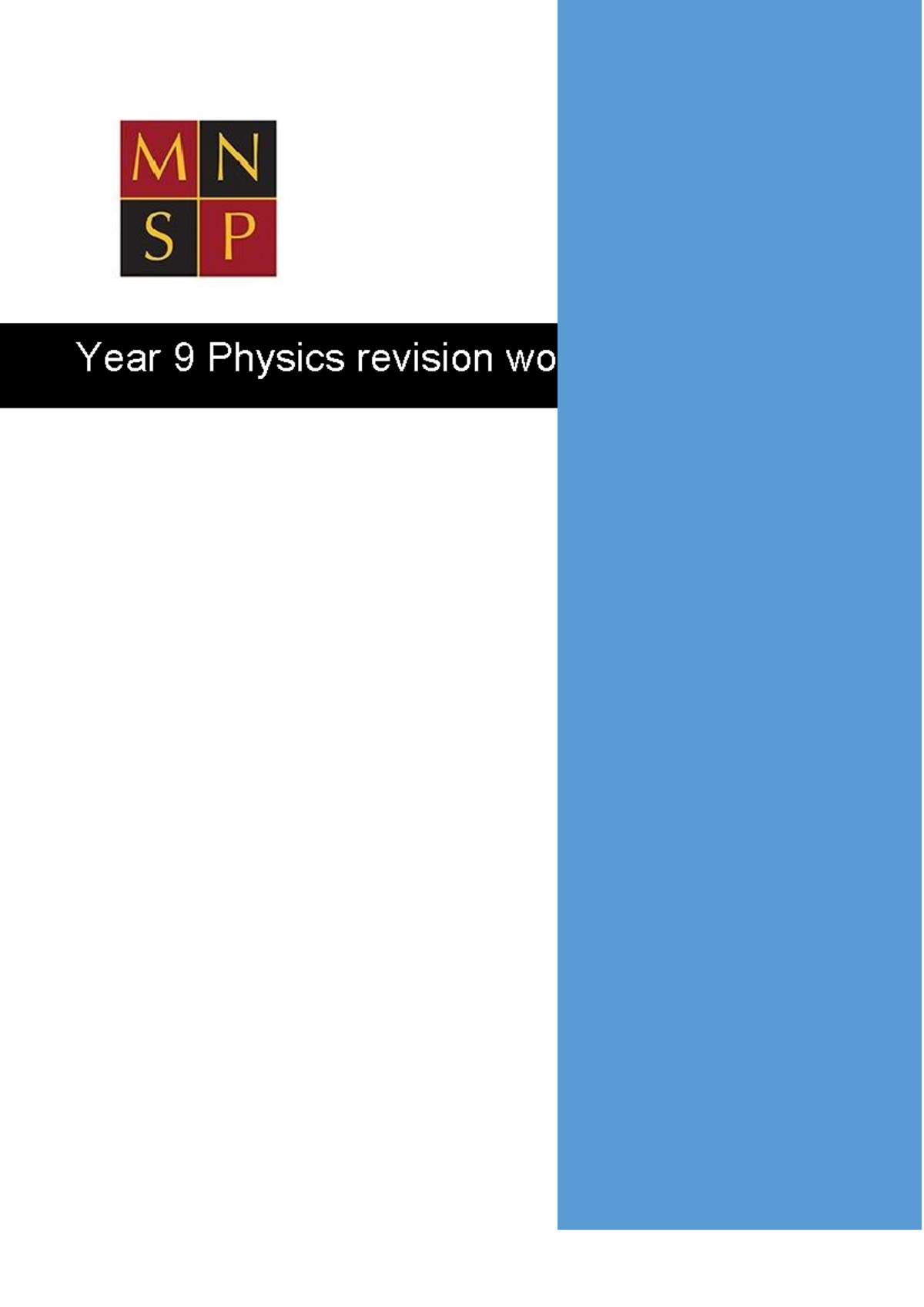 Year 9 Physics Revision Workbook - Part 1: The Particle Model of Matter ...