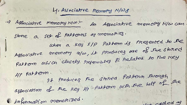 ANN 4th Unit - Associative Memory Concepts and Training Methods - Studocu