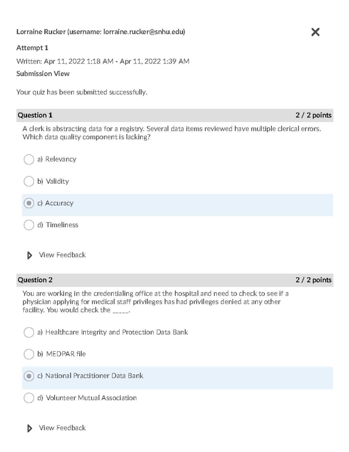 HIM-200-X4293 6-3 Quiz Results Summary (Chapters 6 & 13) - 22EW4 - Studocu