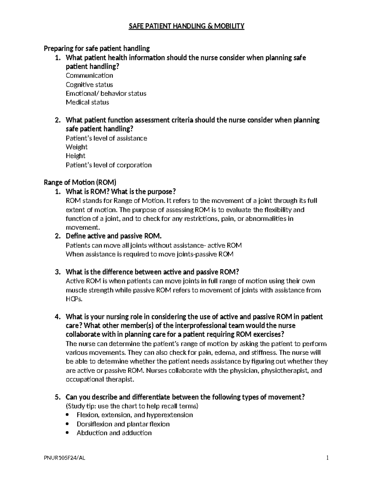Safe Patient Handling Guide - F24: Strategies & Assessments for Care ...