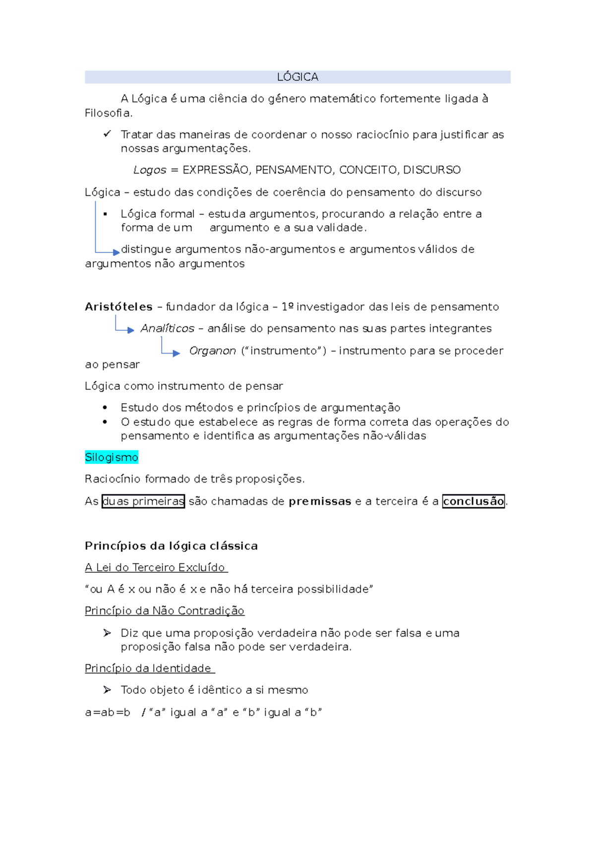 Resumo de Lógica na Filosofia (10.º ANO) - Fundamentos e Princípios ...
