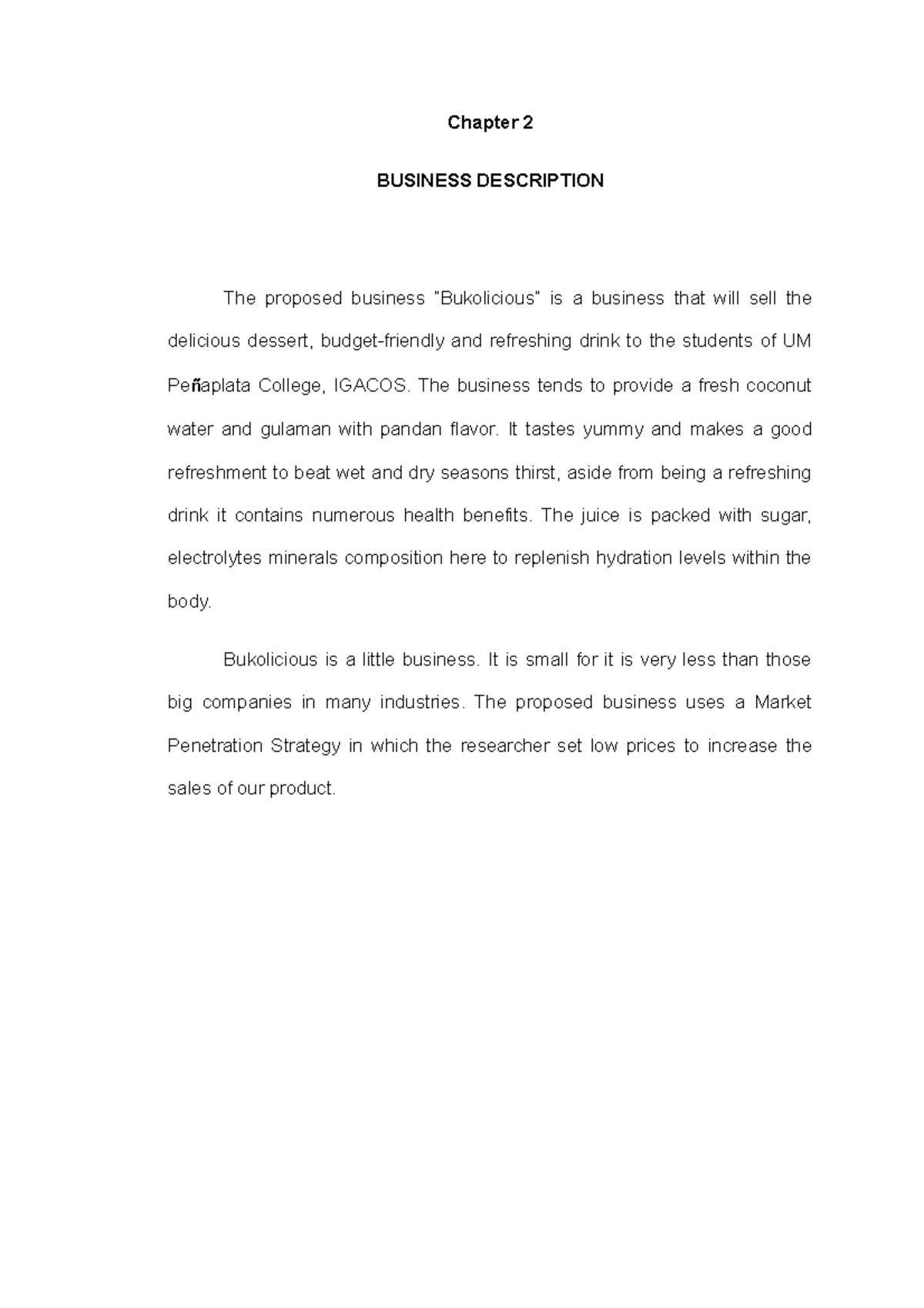 Chapter 2-Intrep - SFSD - Chapter 2 BUSINESS DESCRIPTION The proposed ...