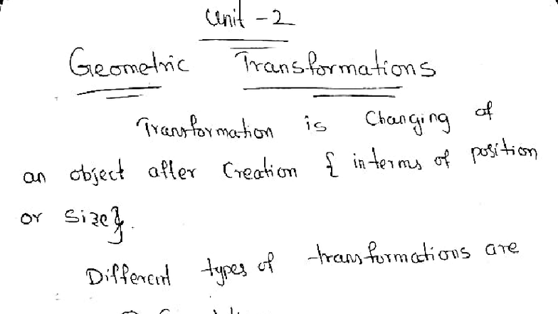 CG 2 - Unit 2: Geometric Transformations Overview and Applications ...