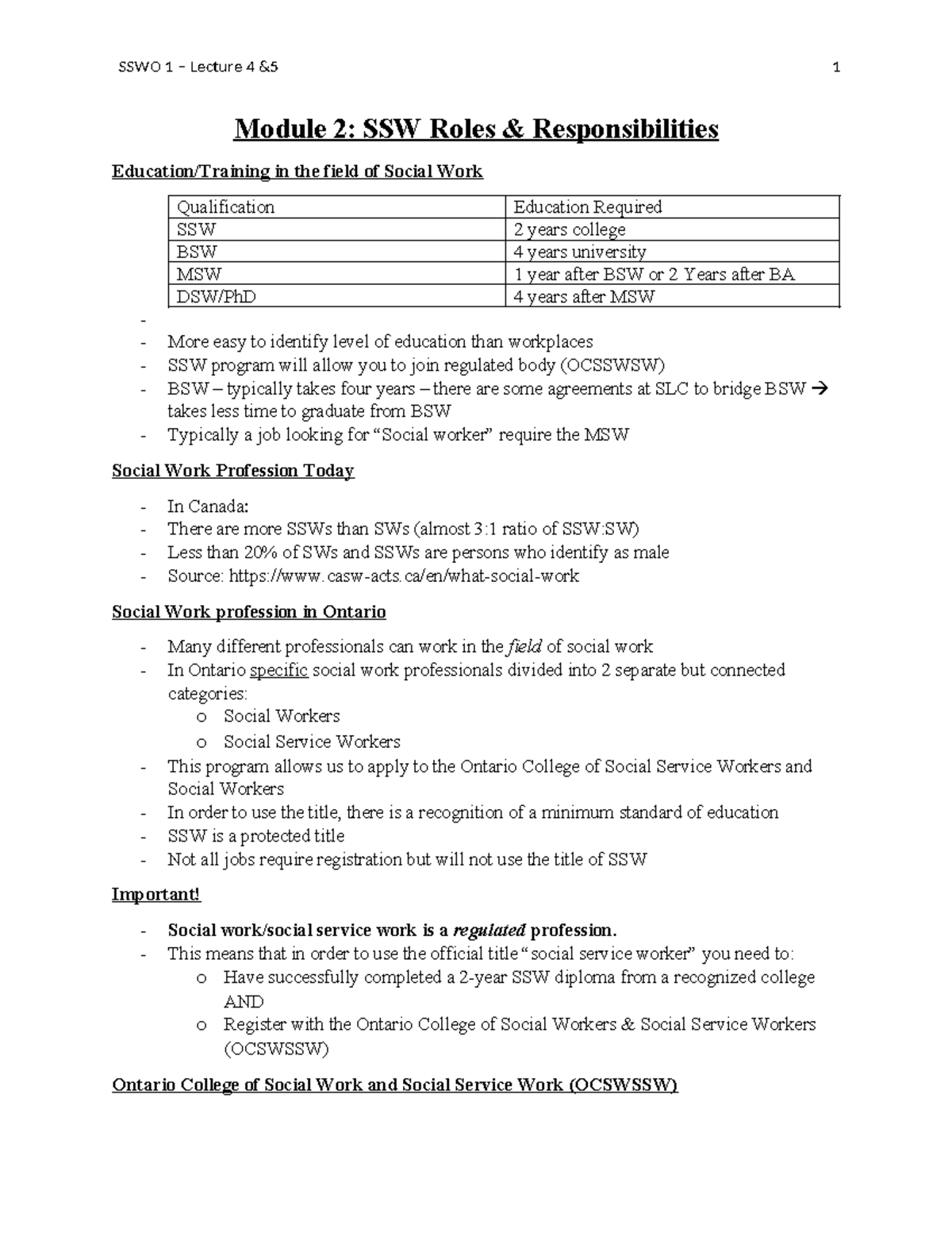 Lecture 4 &5 - Module 2: SSW Roles & Responsibilities Education ...