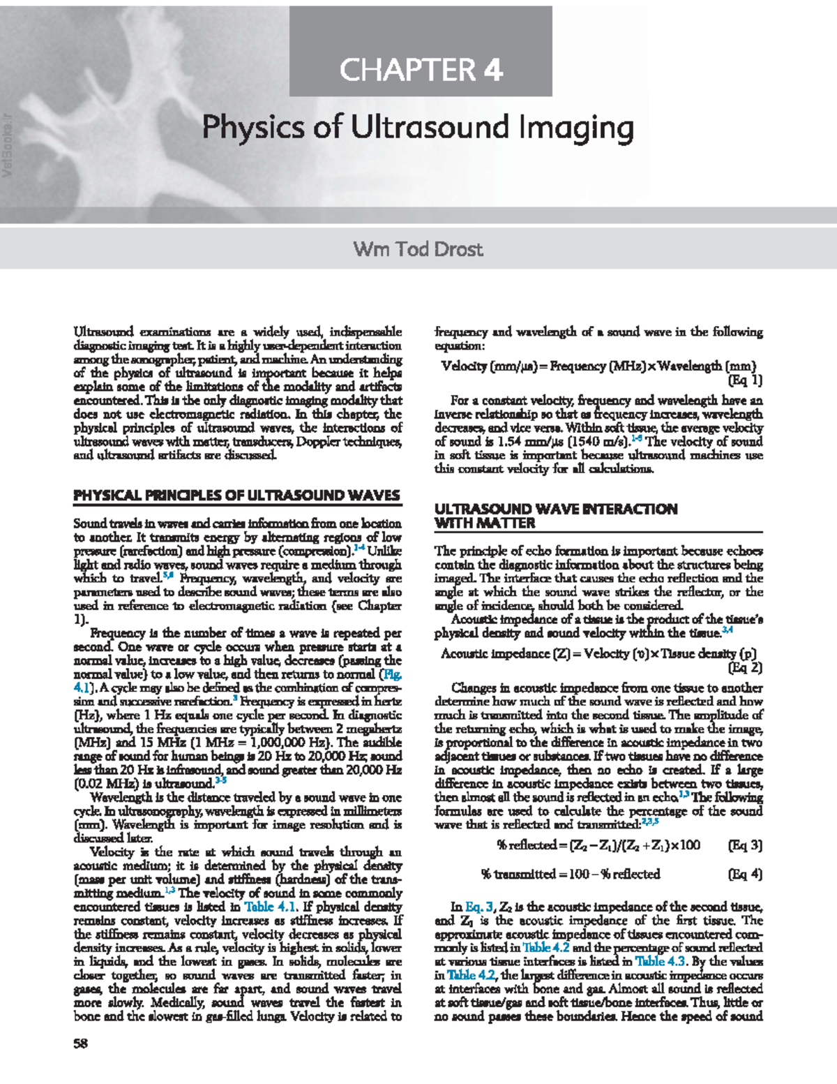 CHAPTER 4 VetBooks.ir Physics of Ultrasound Imaging: Key Concepts and Artifacts - Studocu