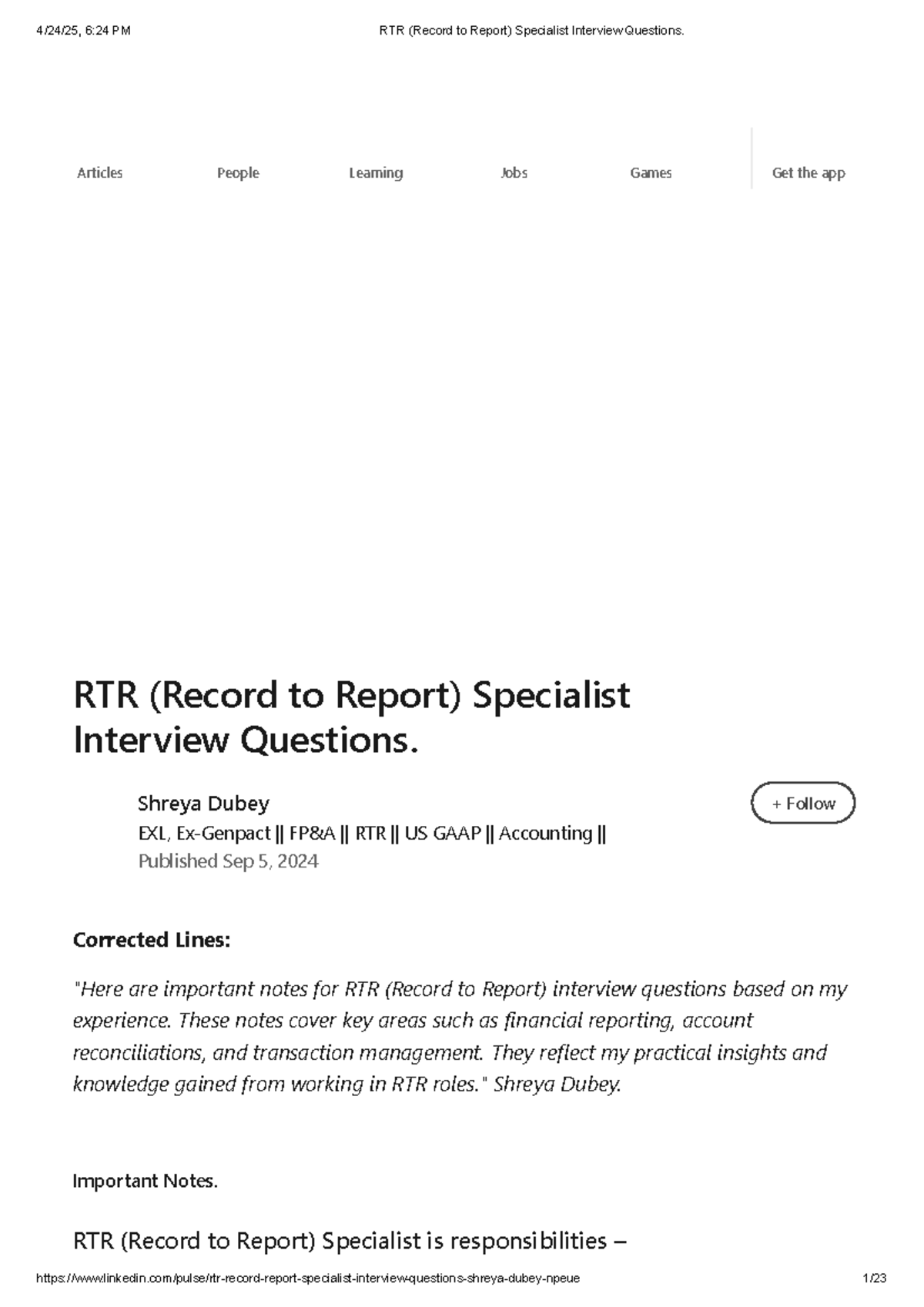 RTR (Record to Report) Specialist: Key Interview Questions & Insights ...