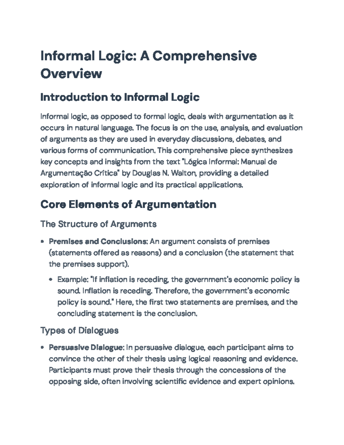 Comprehensive Overview of Informal Logic and Argumentation Techniques ...