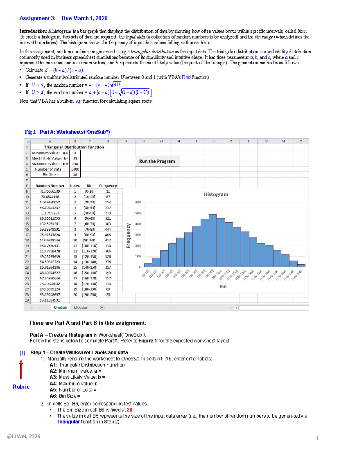 Assignment 3: Creating a Histogram with Triangular Distribution - Studocu