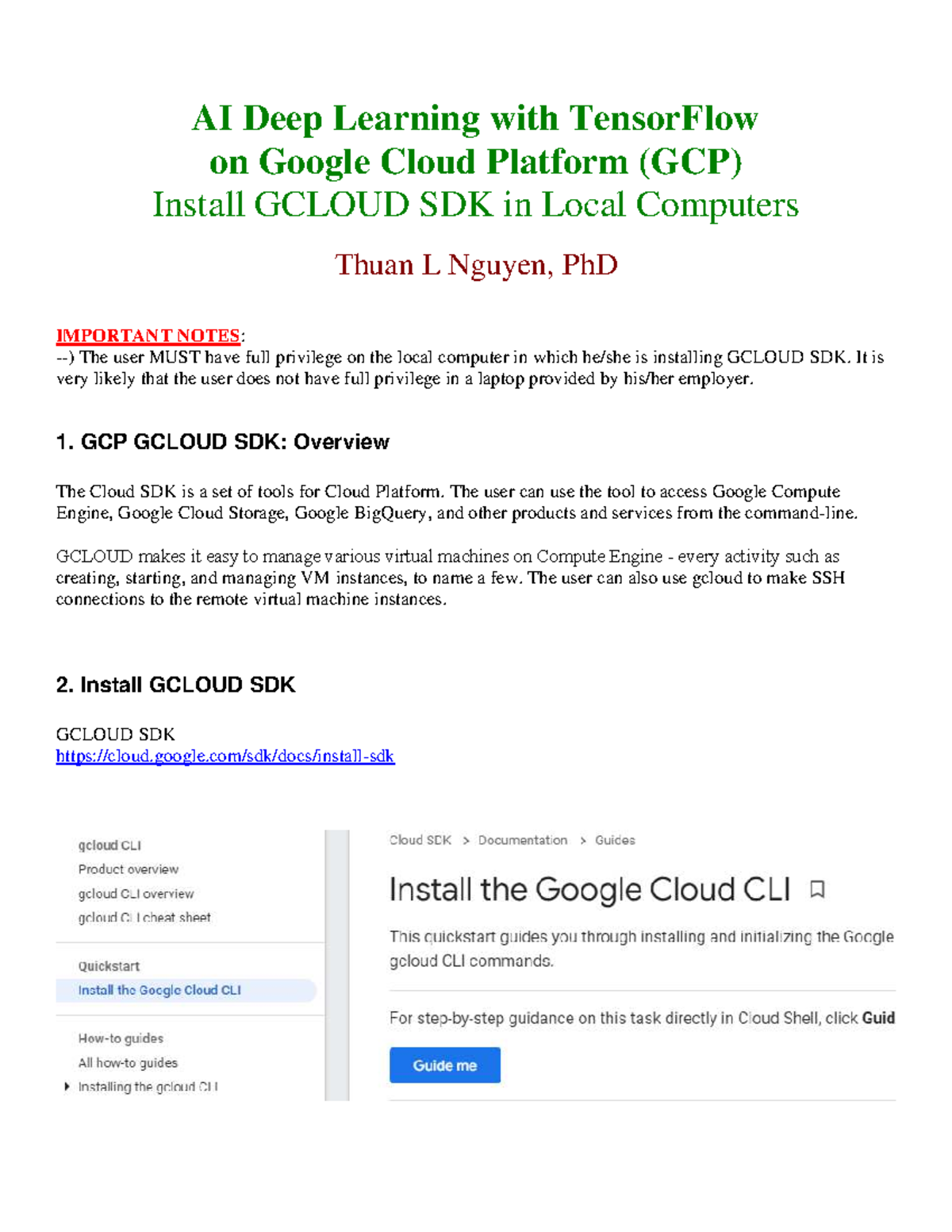 Installing GCLOUD SDK for AI Deep Learning on GCP using TensorFlow - AI Deep Learning with - Studocu