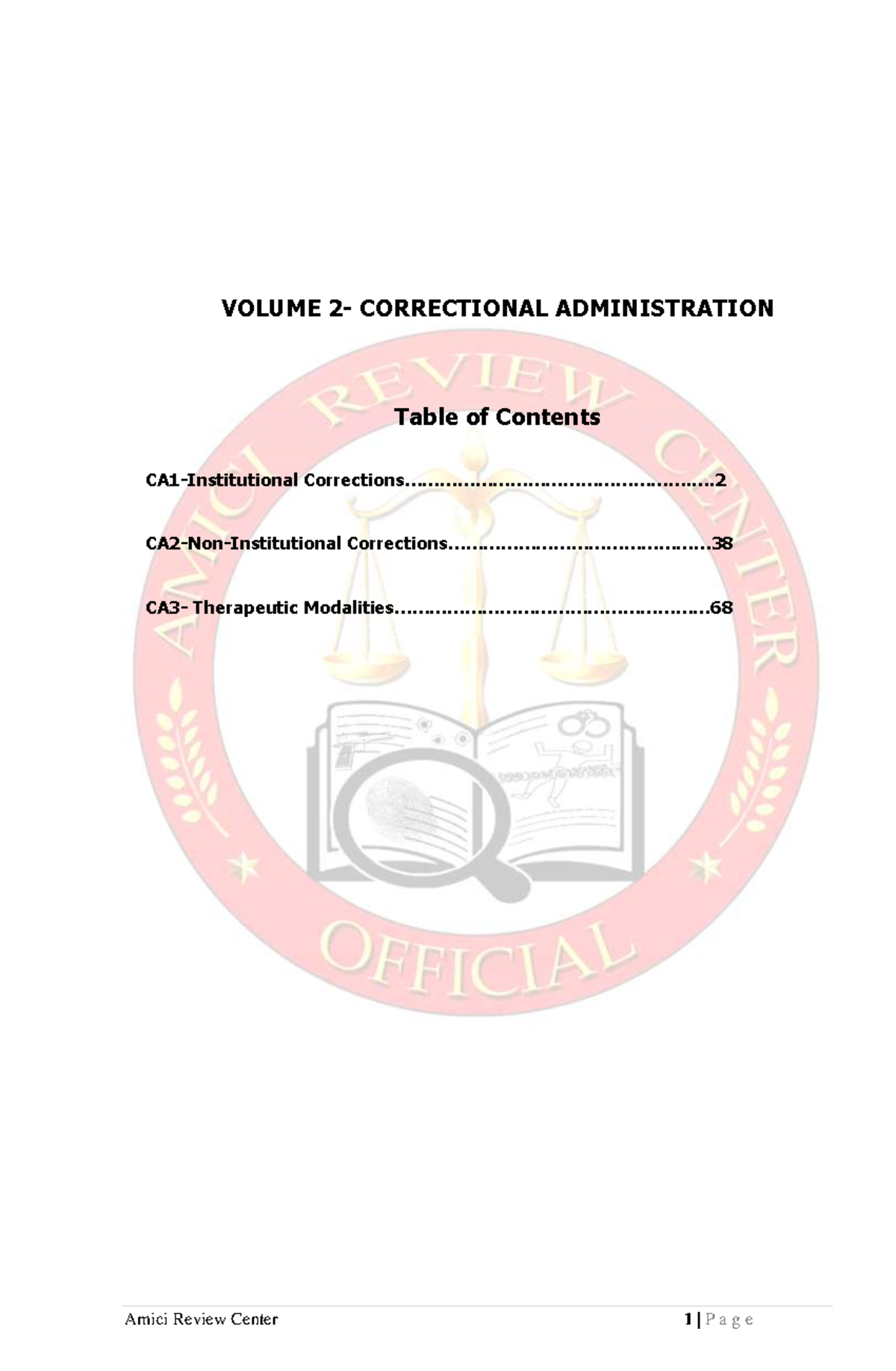 CA1: Correctional Administration Overview and Key Concepts - Studocu
