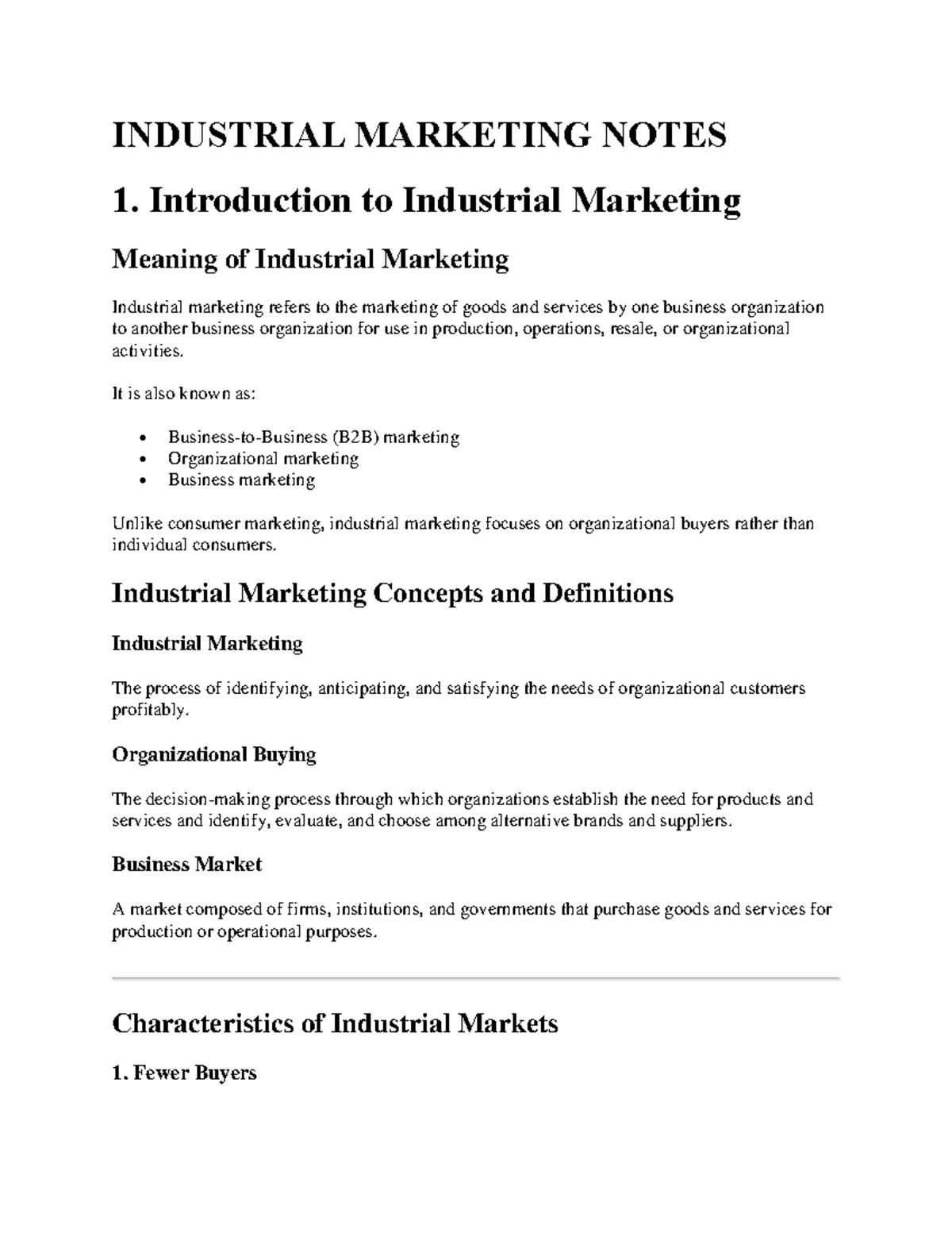 INDUSTRIAL MARKETING NOTES: Key Concepts and Strategies - Studocu
