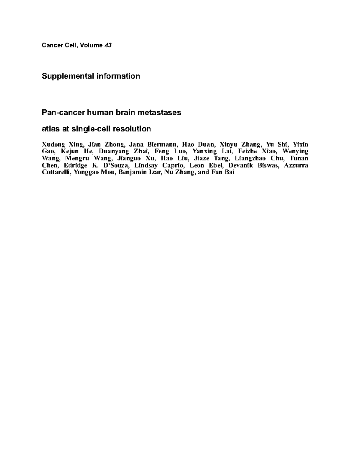 Cancer Cell Atlas Human Brain Metastases Insights Mmc1 Studocu