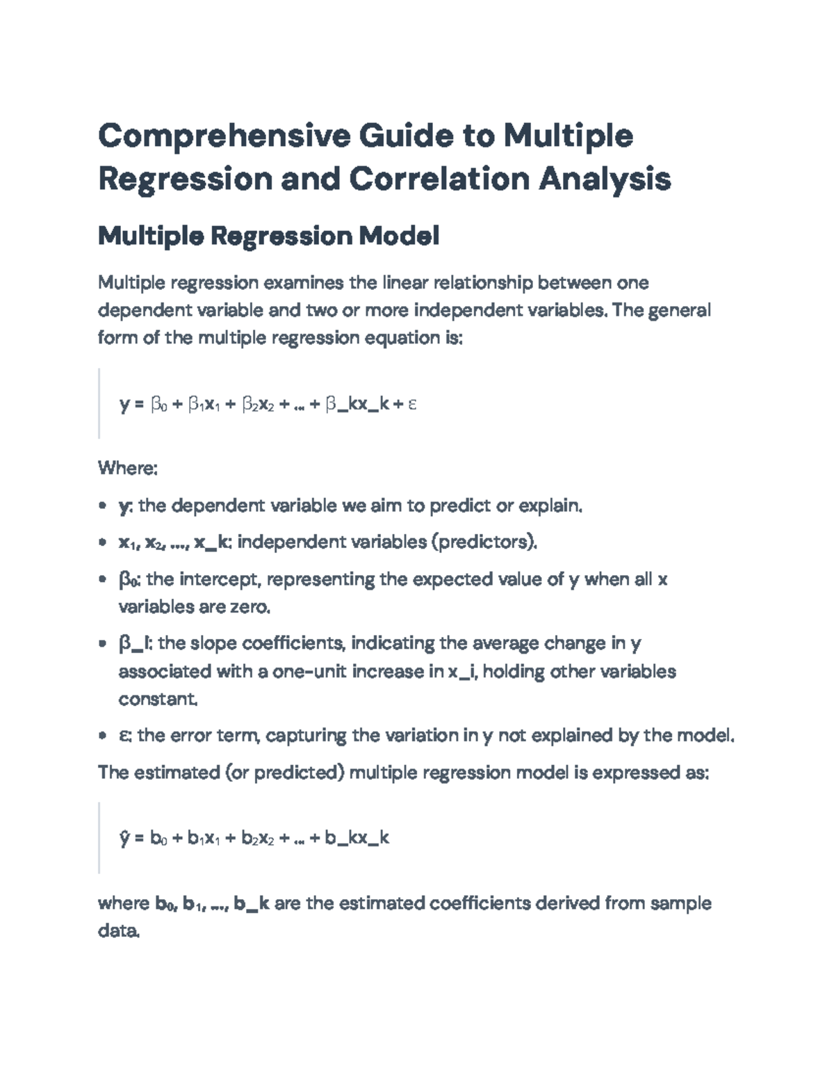 Understanding Regression Analysis: Significance, Correlation & Model Fit - Studocu