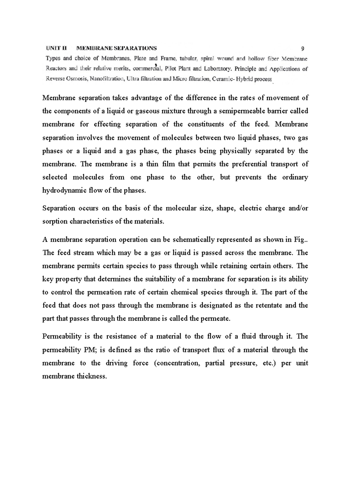 Unit II Moodle - Membrane Modules Overview and Applications - Studocu