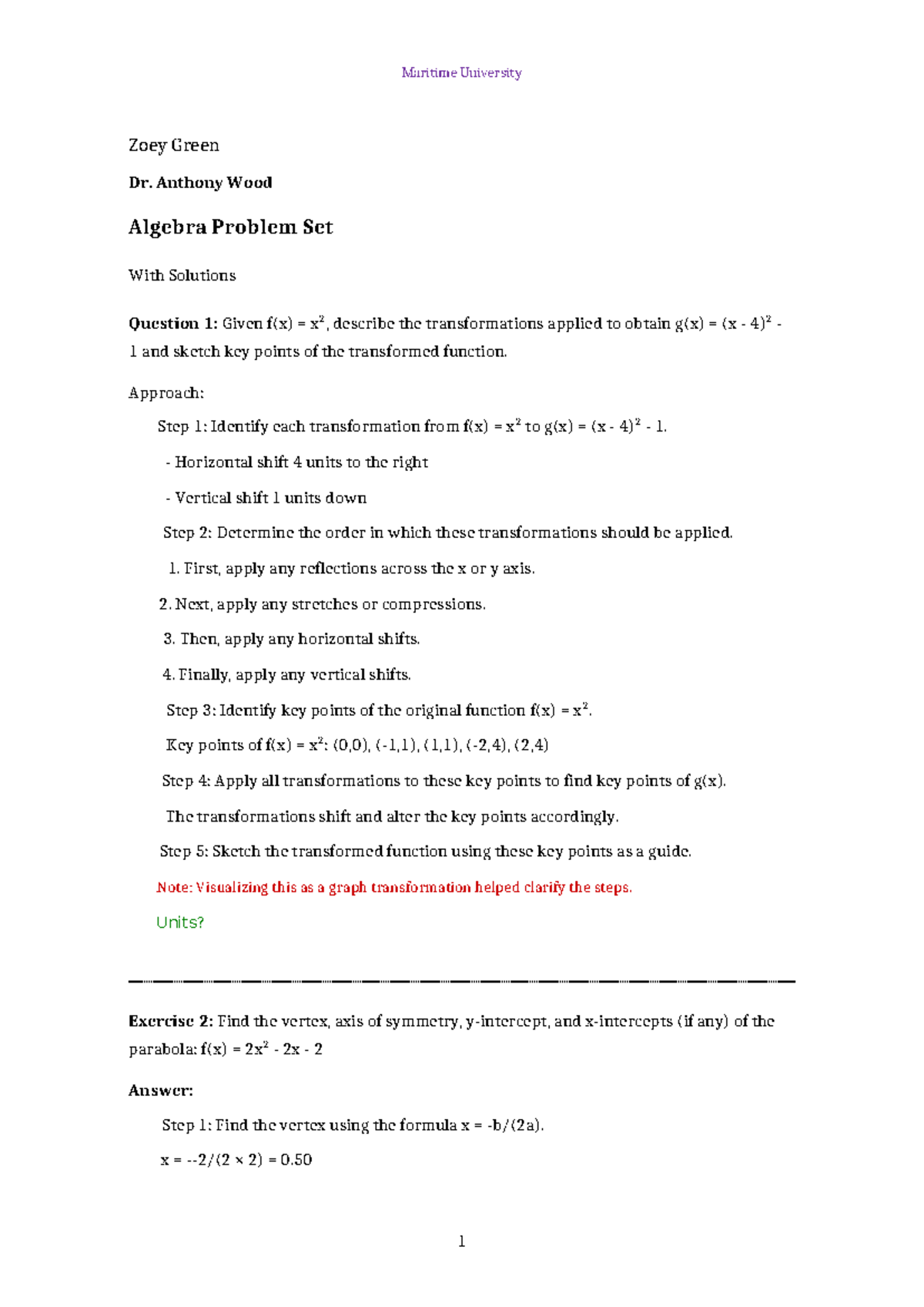 ALG 114-I Algebra Problem Set Solutions - Summer 2025 - Studocu
