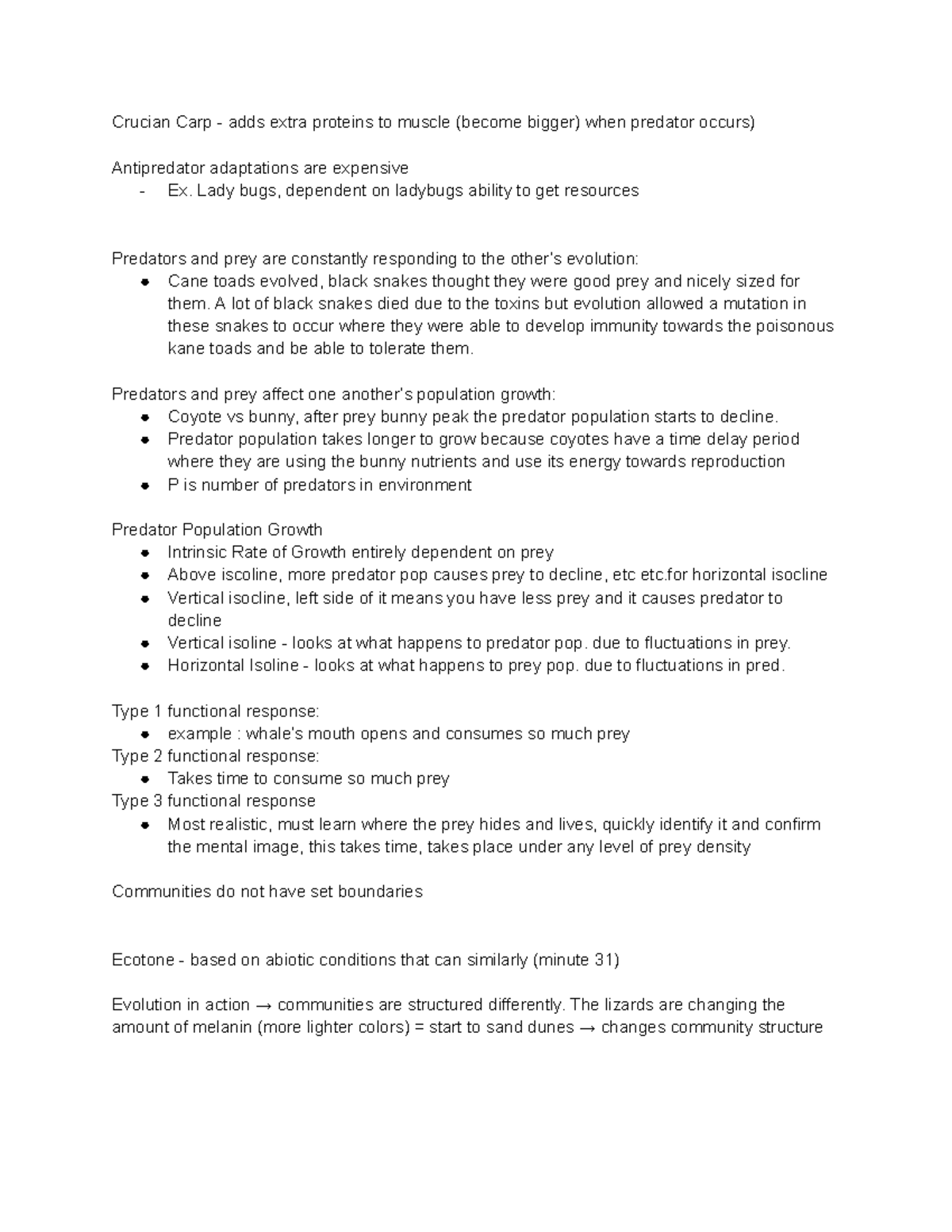 Ecology Exam 3 Notes: Predator-Prey Interactions & Adaptations Summary ...
