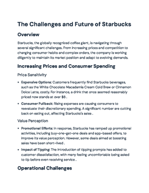 Starbucks' Challenges and Innovations: A Strategic Analysis (BUSN101 ...