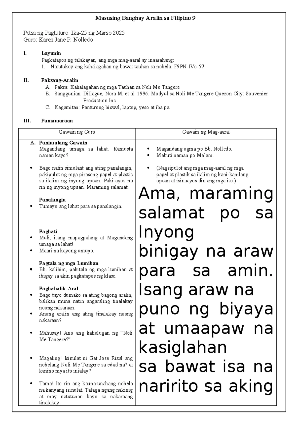 Masusing Banghay Aralin sa Filipino 6 - Sanhi at Bunga - Studocu