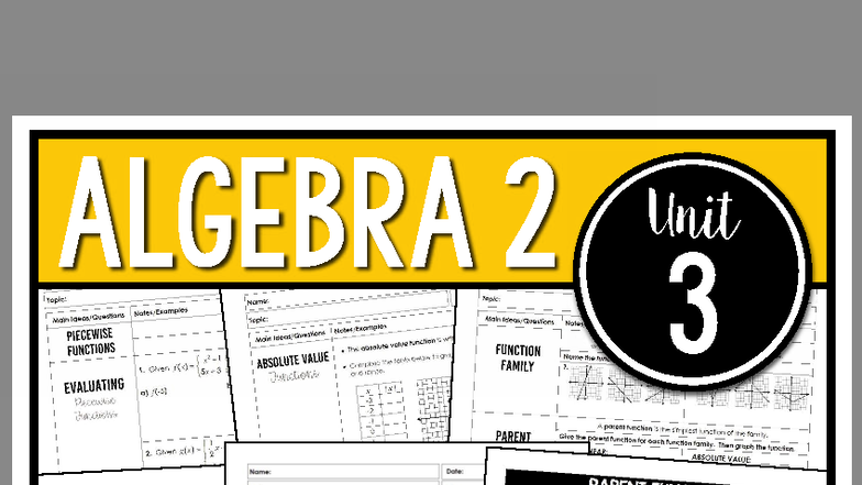ALGEBRA 2 Unit 3: Parent Functions & Transformations Worksheets - Studocu
