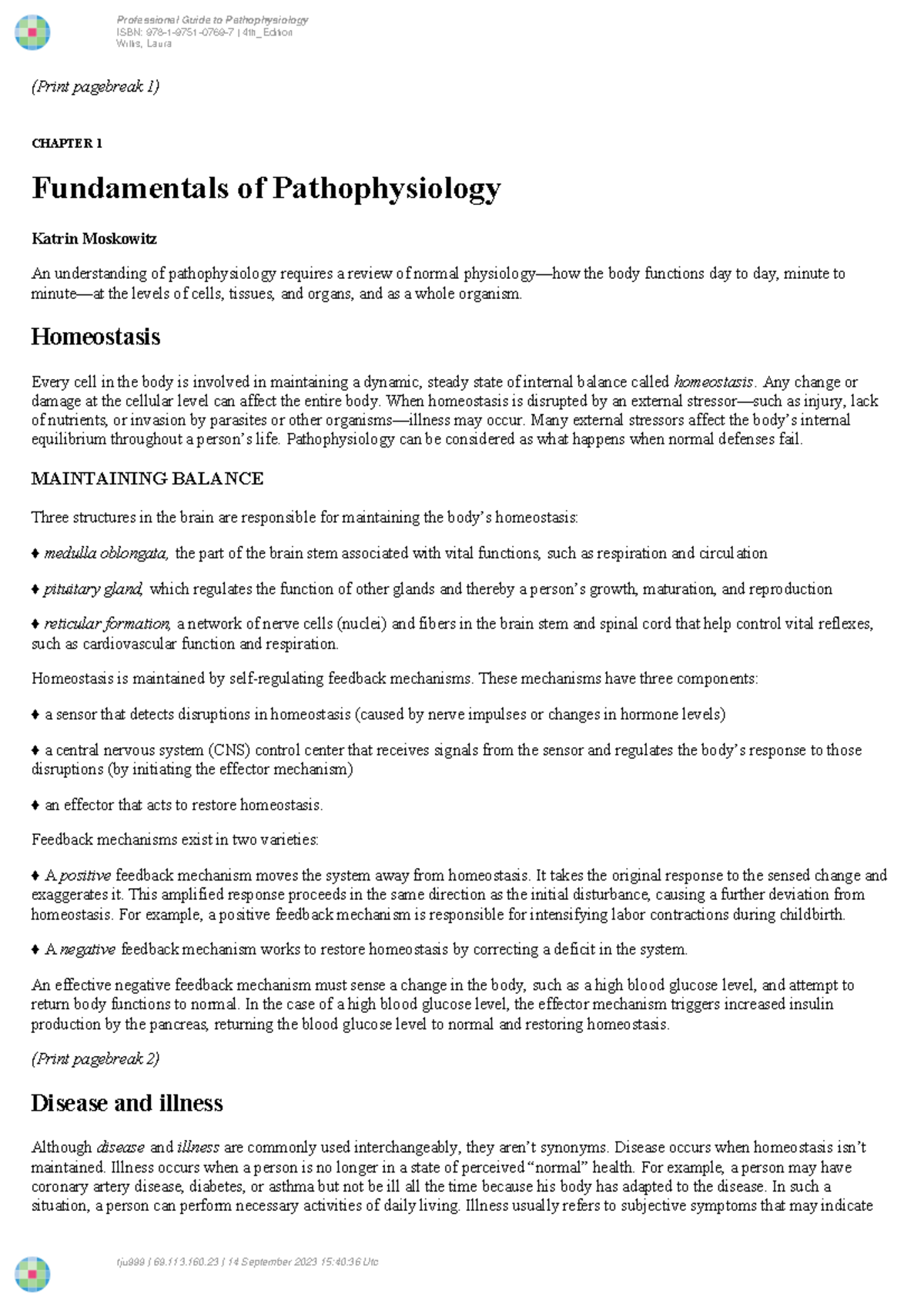 Fundamentals of Pathophysiology - Chapter 1 Overview (PATHO 101) - Studocu