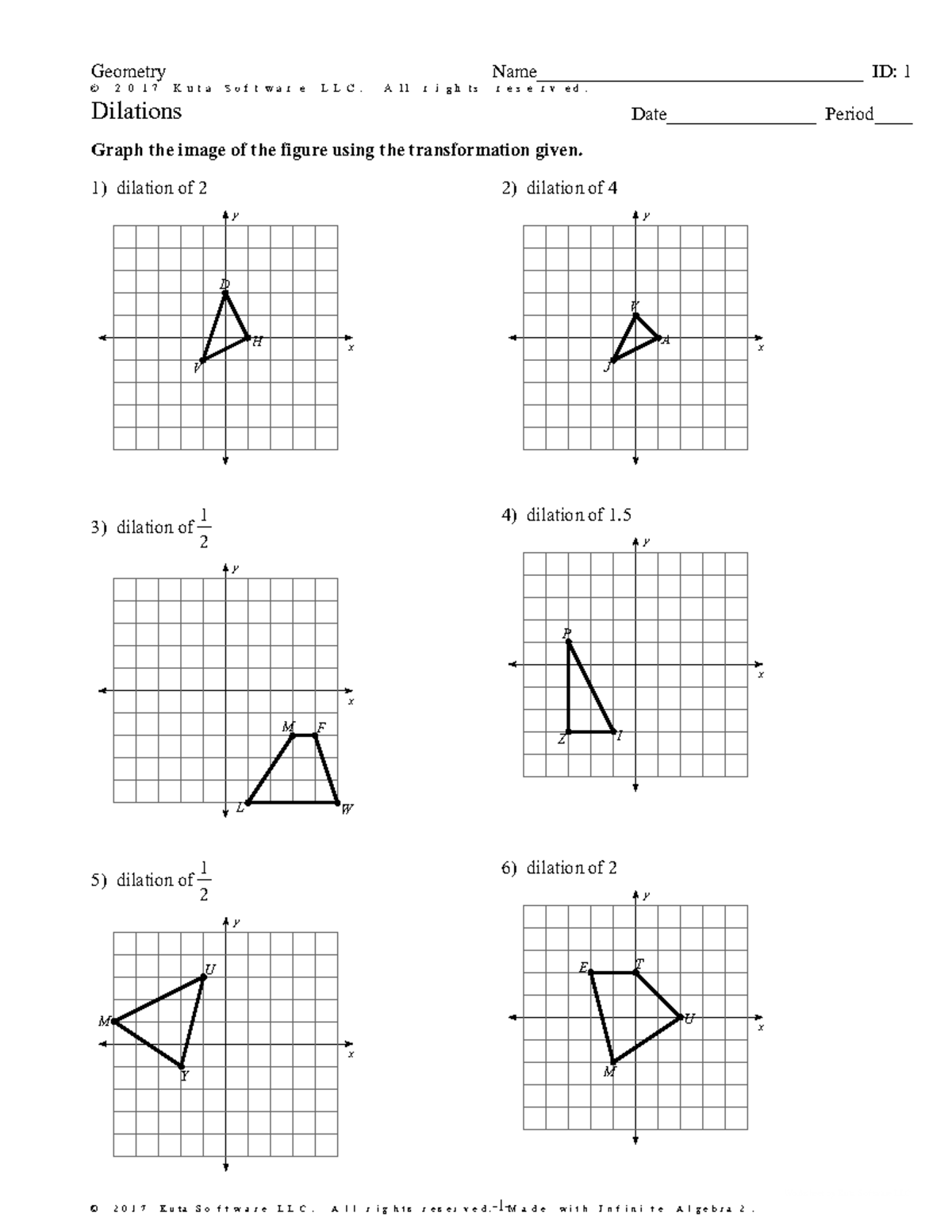 Dilations Worksheet Kuta Geometry ID: 1 & 2 - Studocu
