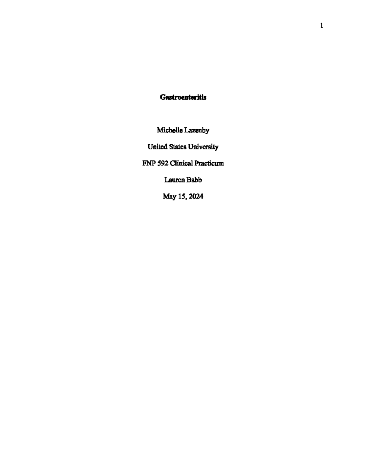 DERMATOLOGY SOAP NOTE - 1 Gastroenteritis Michelle Lazen United States ...