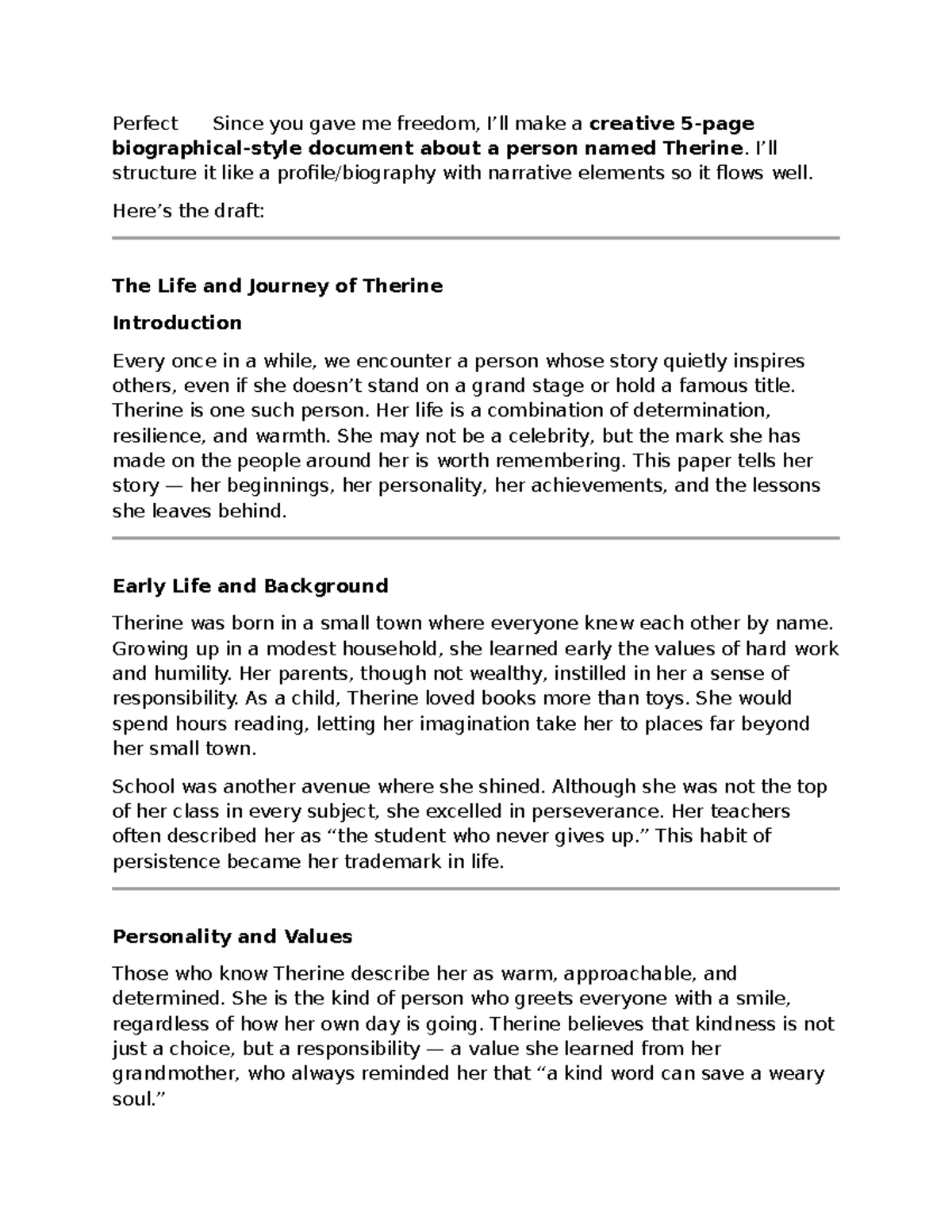 The Inspiring Journey of Therine: A Narrative Exploration - Studocu