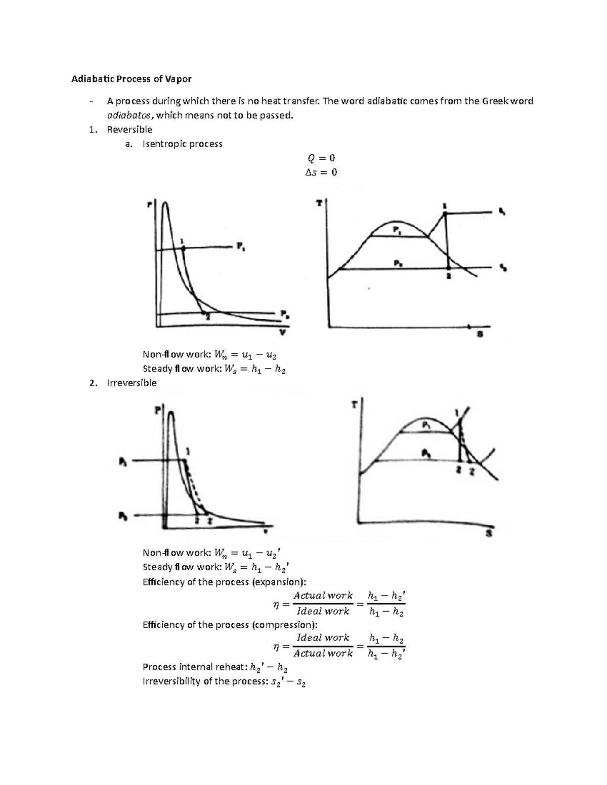 MCE02-Midterm - Thermodynamics - AdiabaƟc Process of Vapor A process ...
