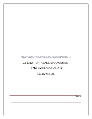 DBMS Lab Manual - CS3481 DATABASE MANAGEMENT SYSTEMS LABORATORY L T P C 0 0 3 1. COURSE ...