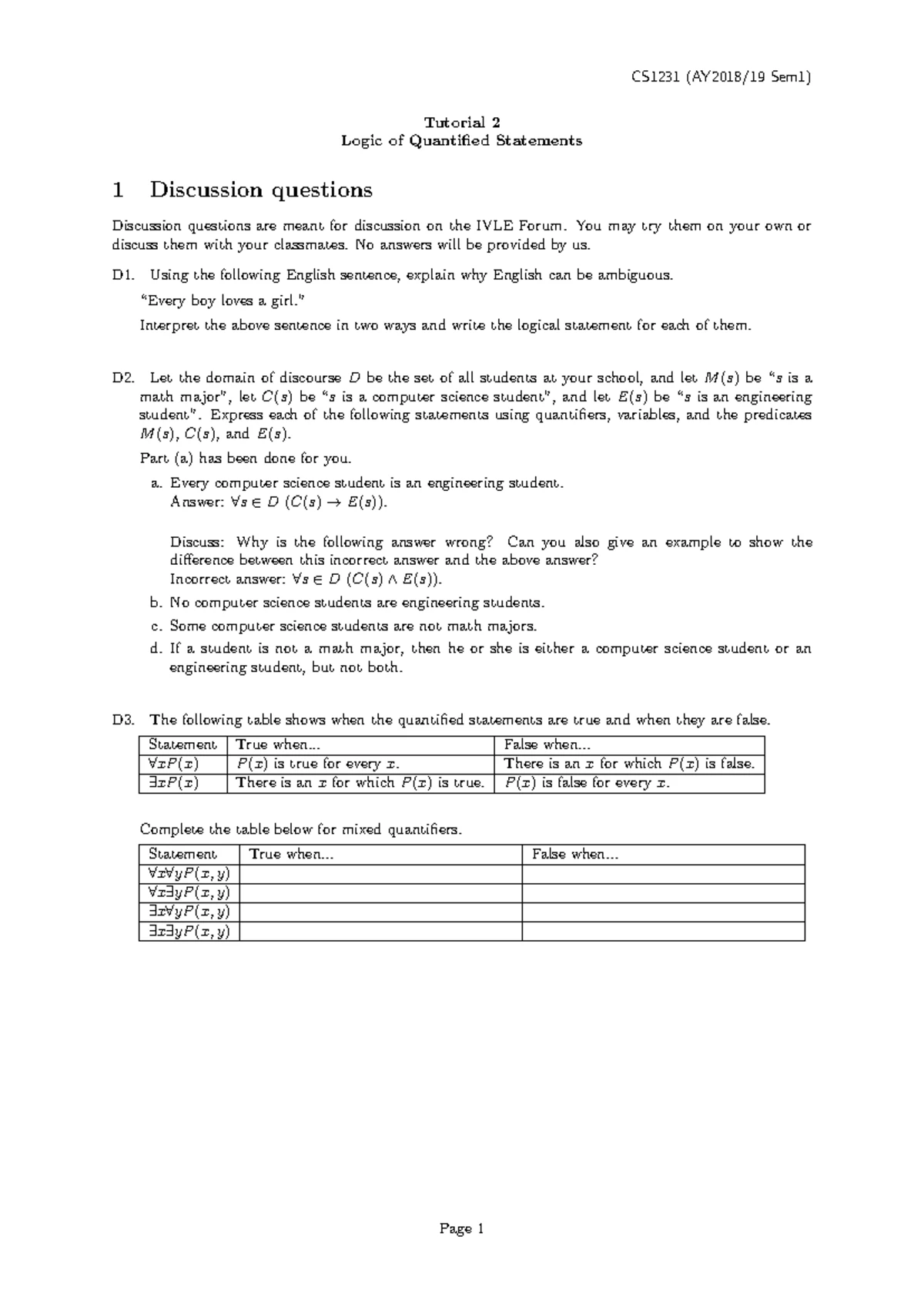 CS1231 Discrete Structures Quiz 2 Solutions for 2022/23 Sem 2 - Studocu