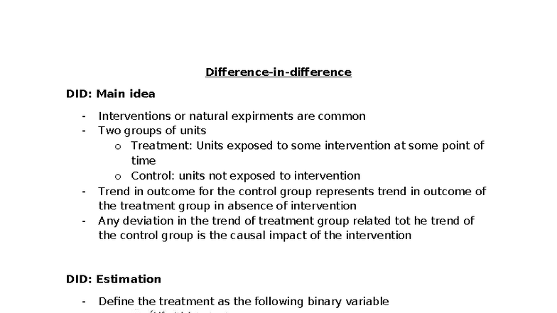 DID: Difference-in-Difference Methodology and Challenges - Studeersnel