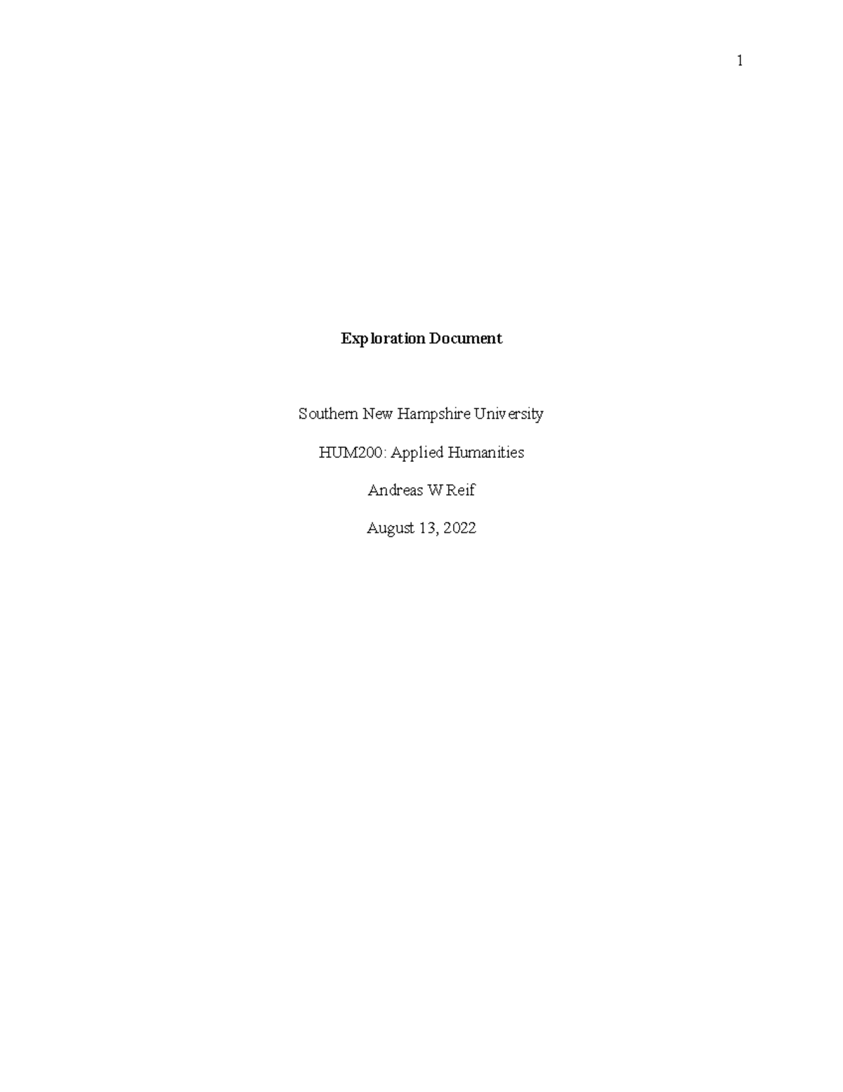 HUM-200 6-4 Project Part 1 - Exploration Document Southern New ...