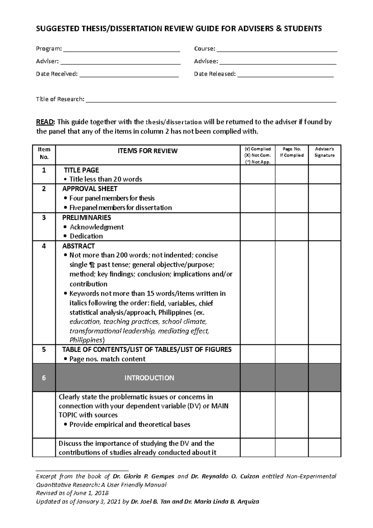Advisers' Guide for Quantitative Research IMRAD Format - Updated - Studocu