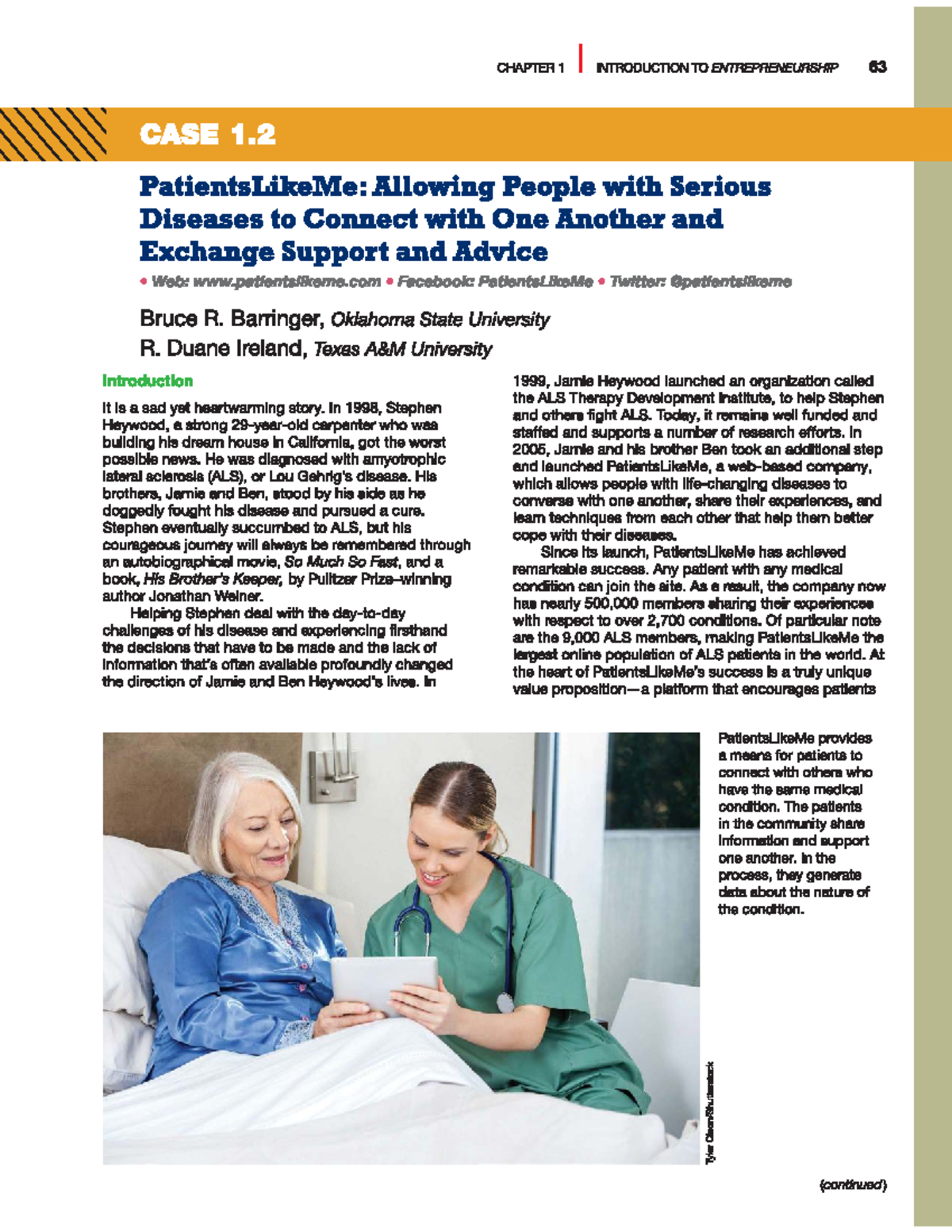 CHAPTER 1: PatientsLikeMe - Connecting Patients for Support and Advice ...