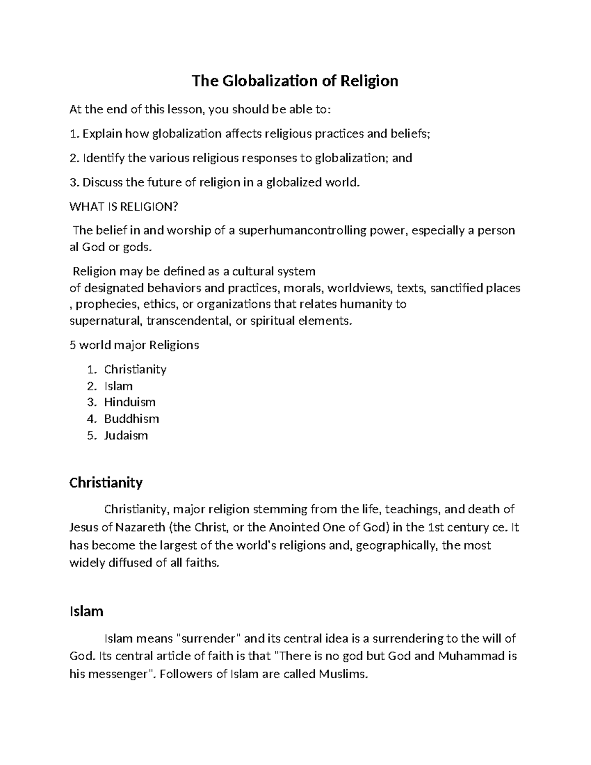 Globalization and Religion: Impacts & Responses in a Changing World ...