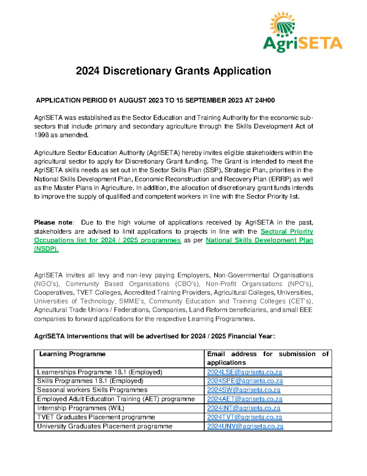 2024-DG-Window-Final-Application-Guide-by-AgriSETA-002 - Studocu